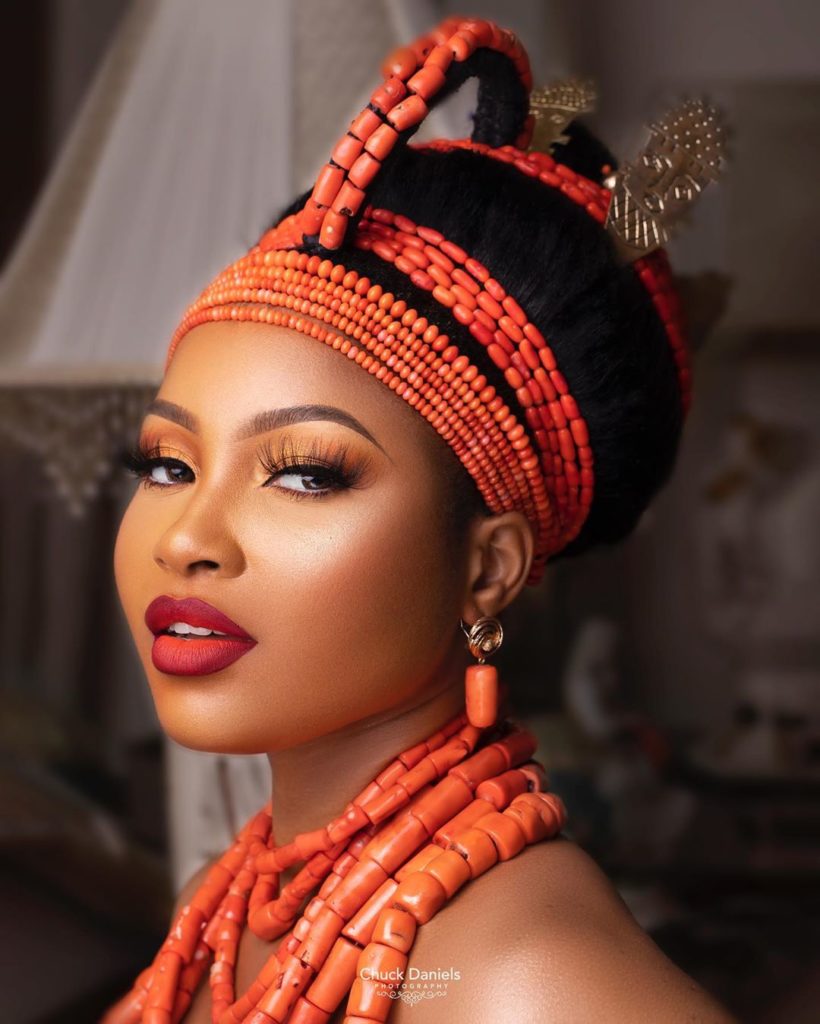 We are Here for this Royal Edo Bridal Look by Layefa Beauty